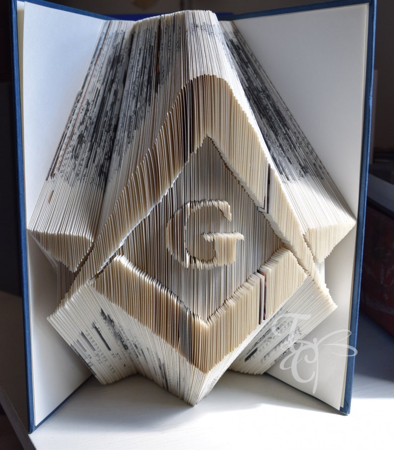 Folded Book Art - Masonic Symbol - Book Sculpture - Unique - Book ...