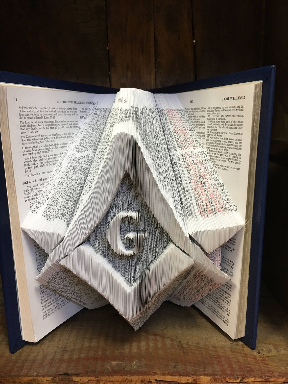 Folded Book Art - Masonic Symbol - Book Sculpture - Unique - Book ...
