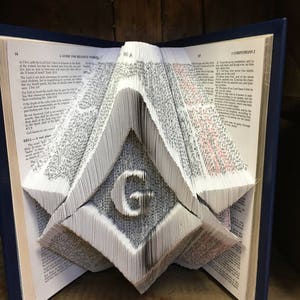 Folded Book Art - Masonic Symbol - Book Sculpture - Unique - Book ...