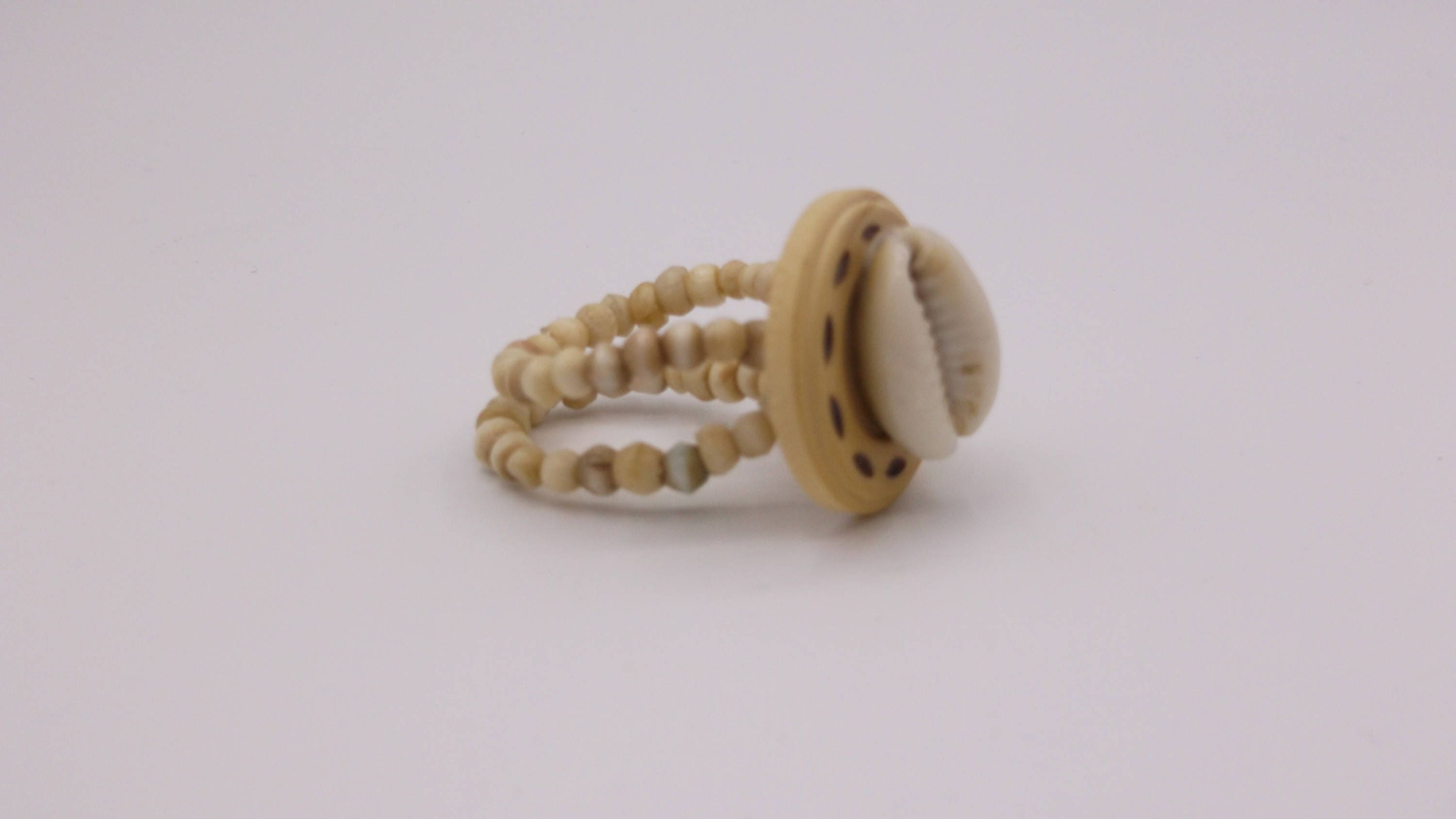 Cowrie Shell Button Top Ring - Etsy