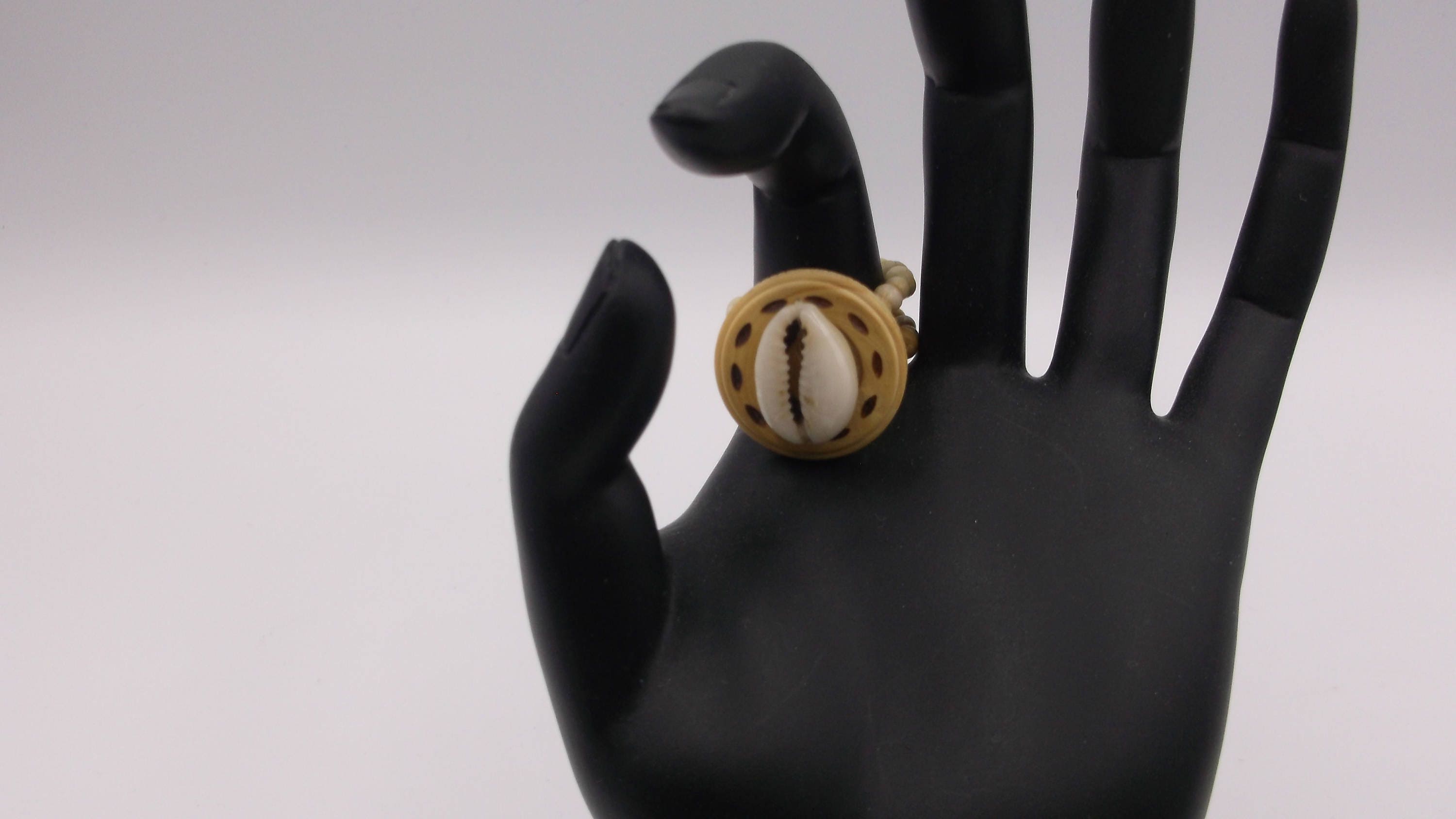 Cowrie Shell Button Top Ring - Etsy