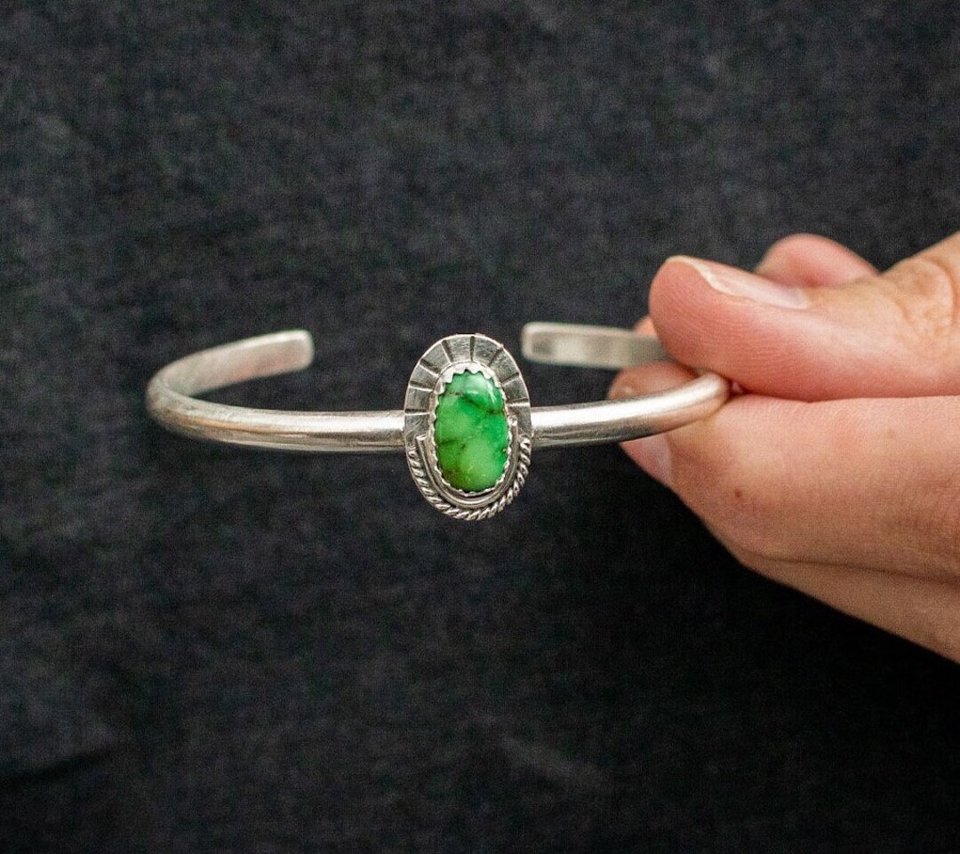 Sunburst Turquoise Cuff, Green Turquoise Cuff, Rainbow Cuff, Sterling ...