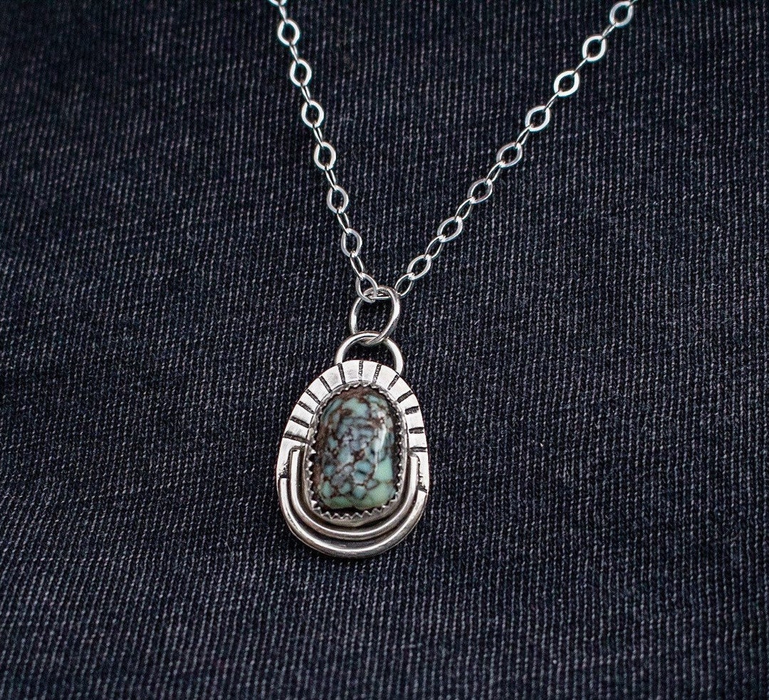 Poseidon Variscite Necklace, Sterling Silver Pendant, Gemstone Necklace ...