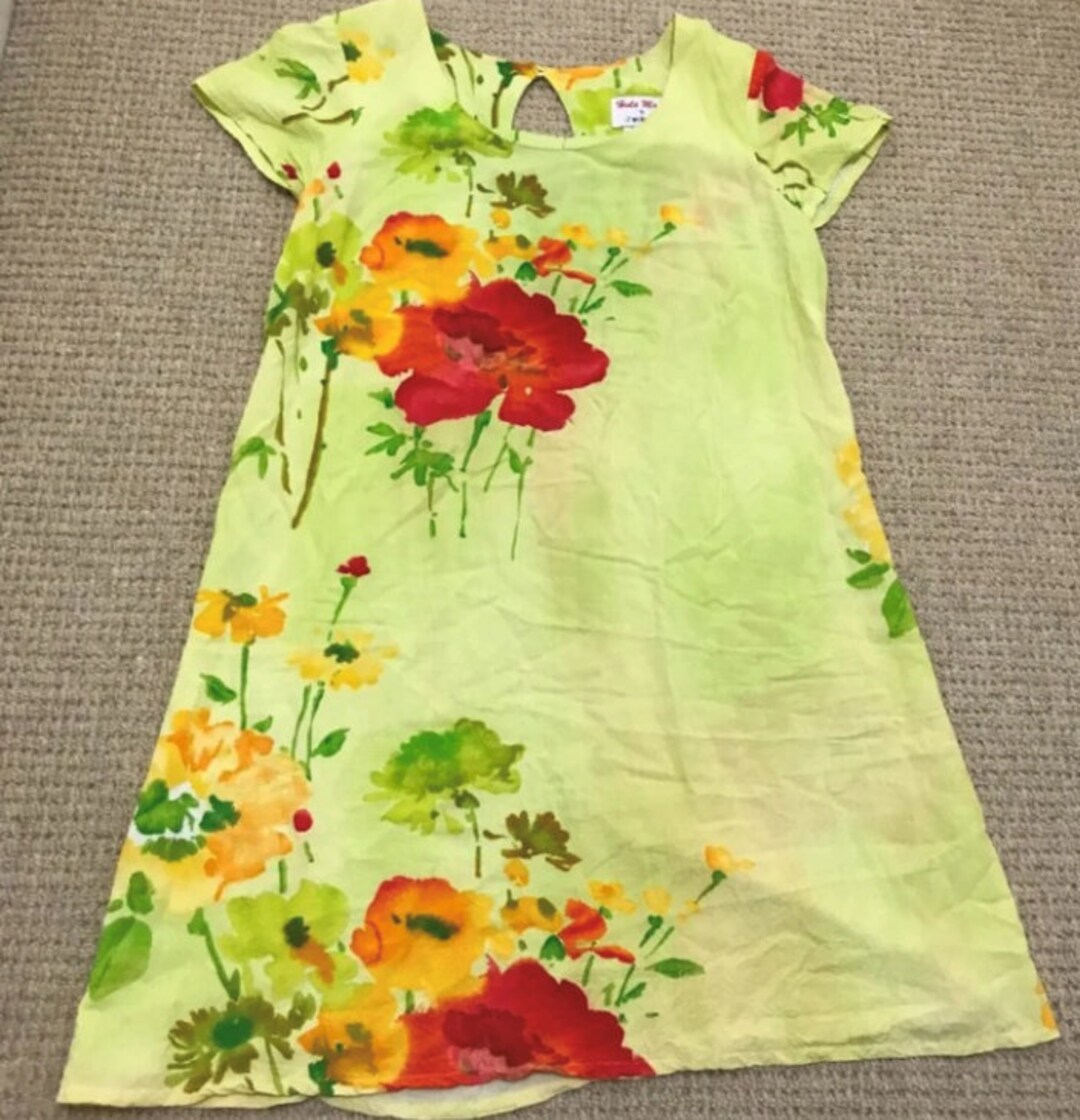 Jams World Hula Moon Yellow Flora Pope Poppea Floral Shift Mini Dress ...