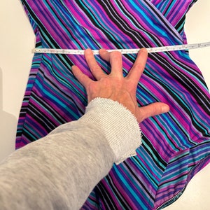 70s 80s Chevron Bathing Suit / One Piece Blue Stripped Swim ...