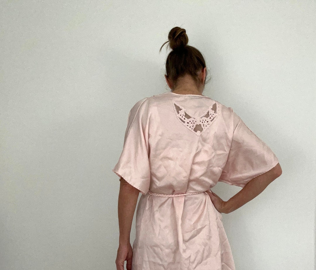 70s Vintage Fairy Wings Robe USA Union Made Silky Soft Pink Short Wrap ...