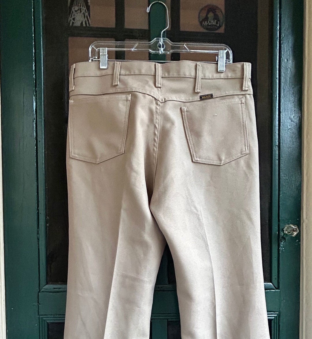 70s Funky Polyester Wrangler Leisure Pants Tan Western Disco - Etsy