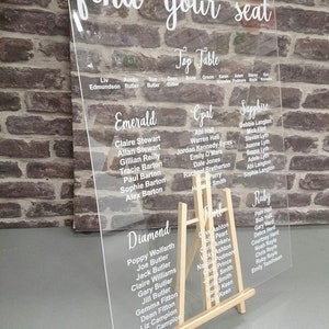 Clear Perspex Acrylic Wedding Seating / Table Plan A3 A2 A1 Wedding ...
