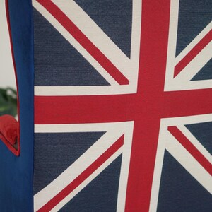 Union Jack/british Flag Wingback Chair With Navy and Red Velvet ...