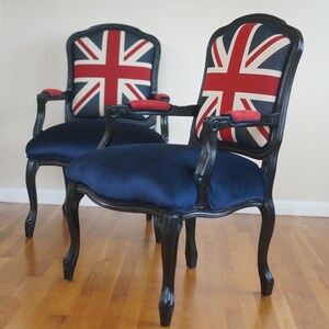 Union Jack/british Vintage French Armchairs, UK Flag Chairs - Sold ...
