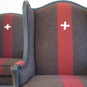 Swiss Army Wool Blanket French Wingback Chairs Sold/custom Order Only ...