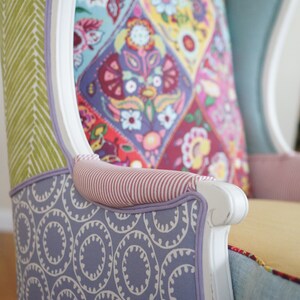 Whimsical Floral Patchwork French Wingback Style Chair - Sold/custom ...