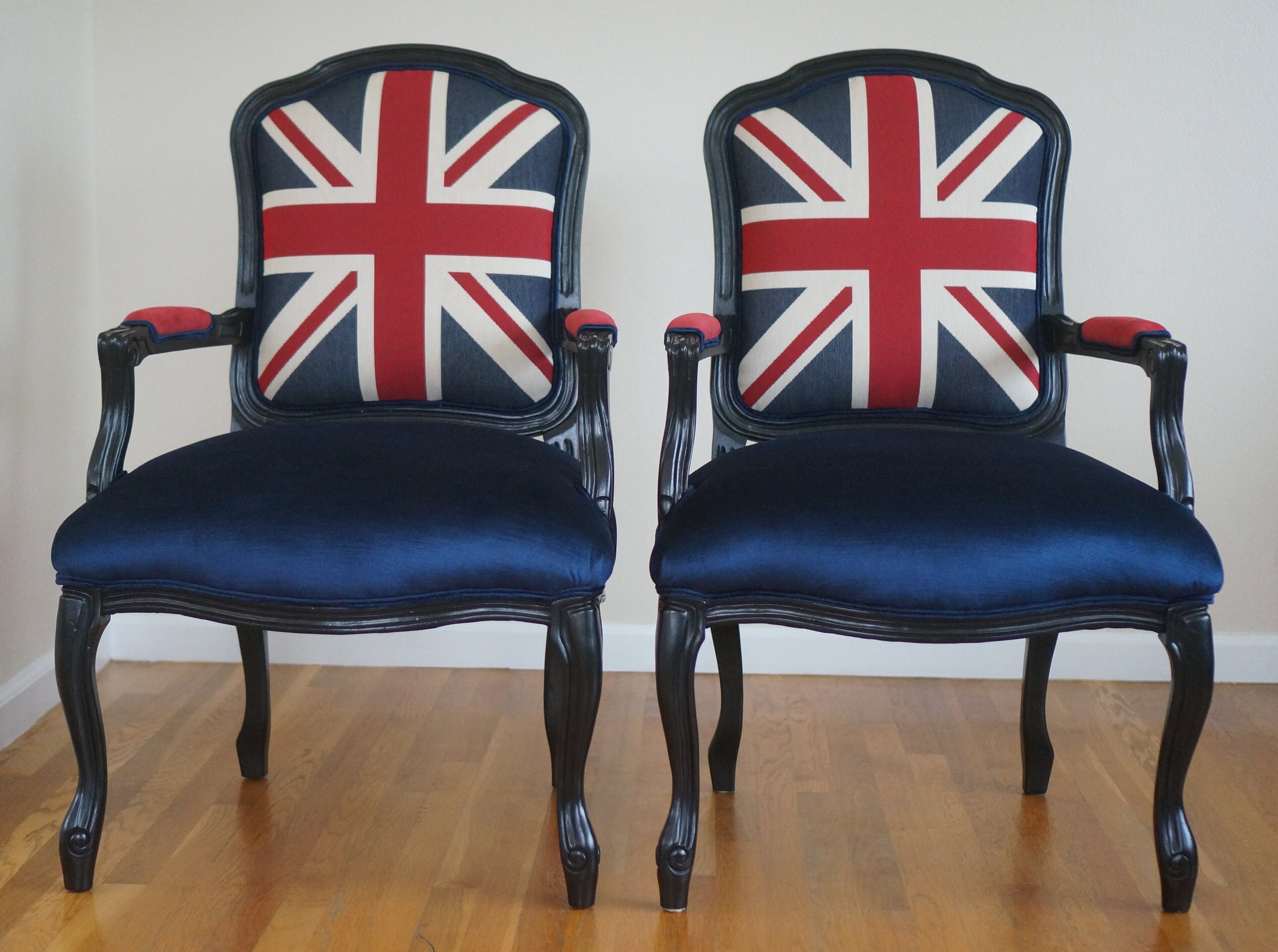 Union Jack/british Vintage French Armchairs, UK Flag Chairs - Sold ...
