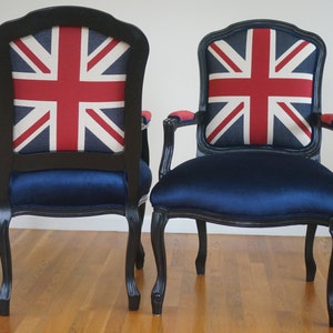Union Jack/british Vintage French Armchairs, UK Flag Chairs - Sold ...