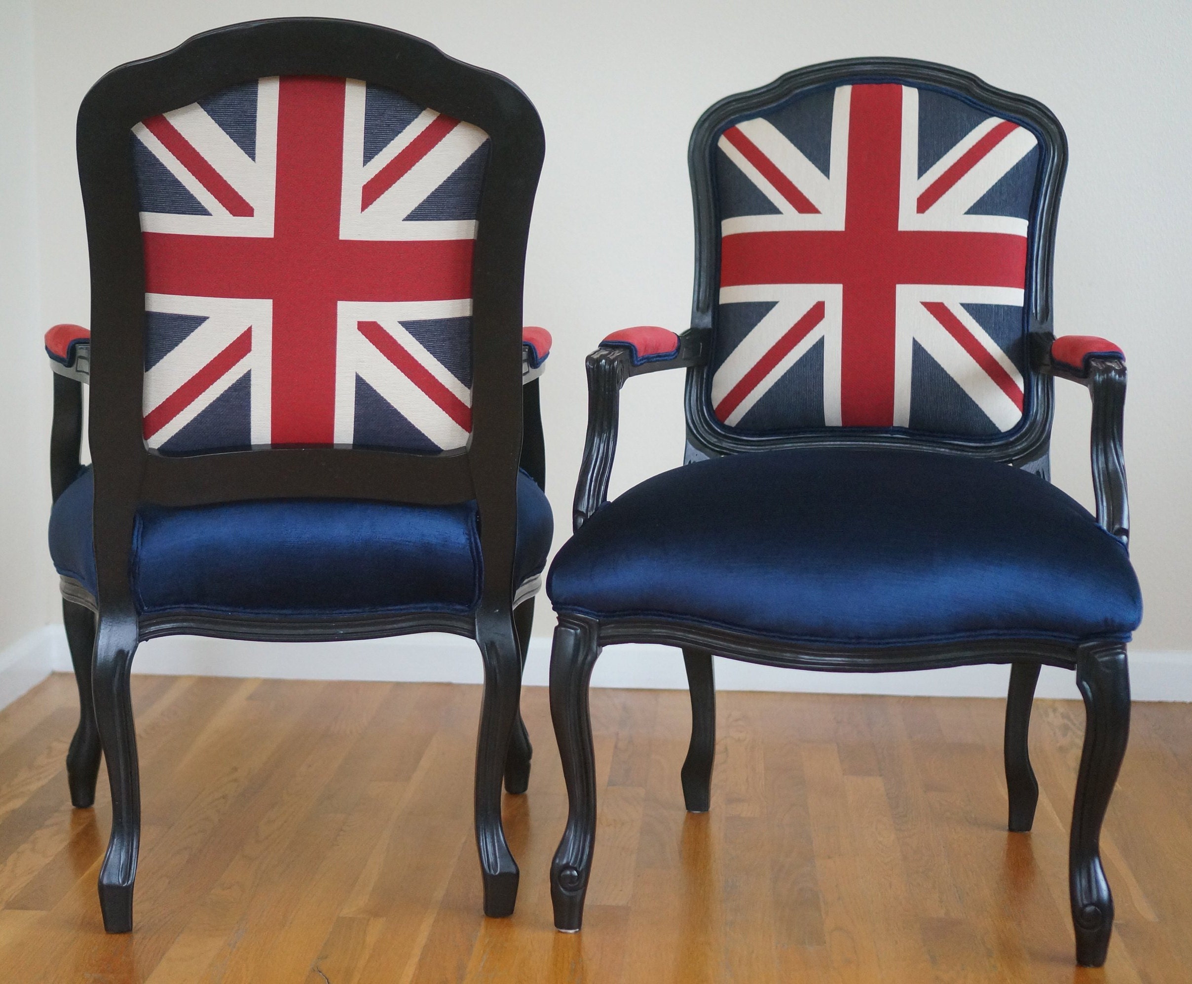 Union Jack/british Vintage French Armchairs, UK Flag Chairs - Sold ...