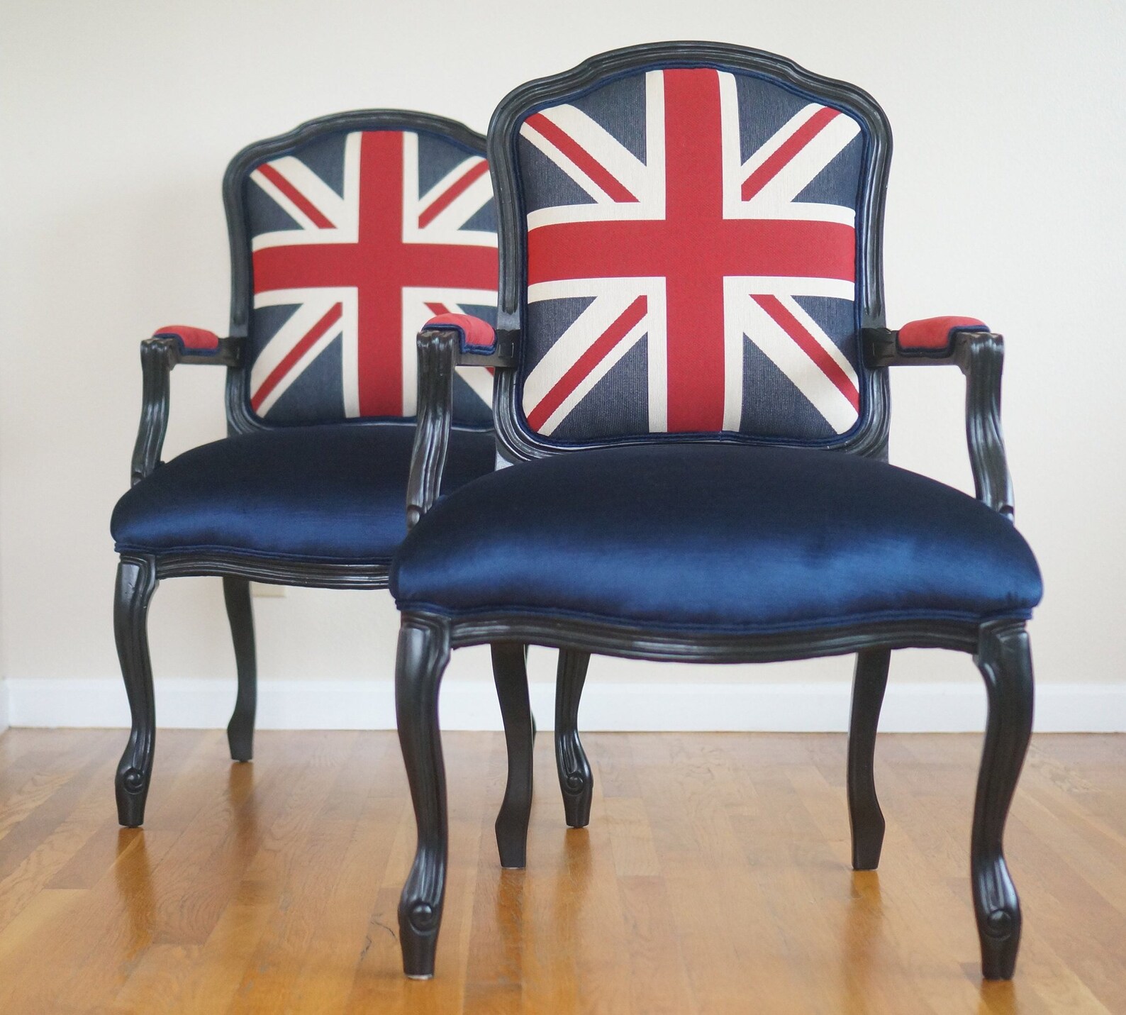 Union Jack/british Vintage French Armchairs, UK Flag Chairs - Sold ...