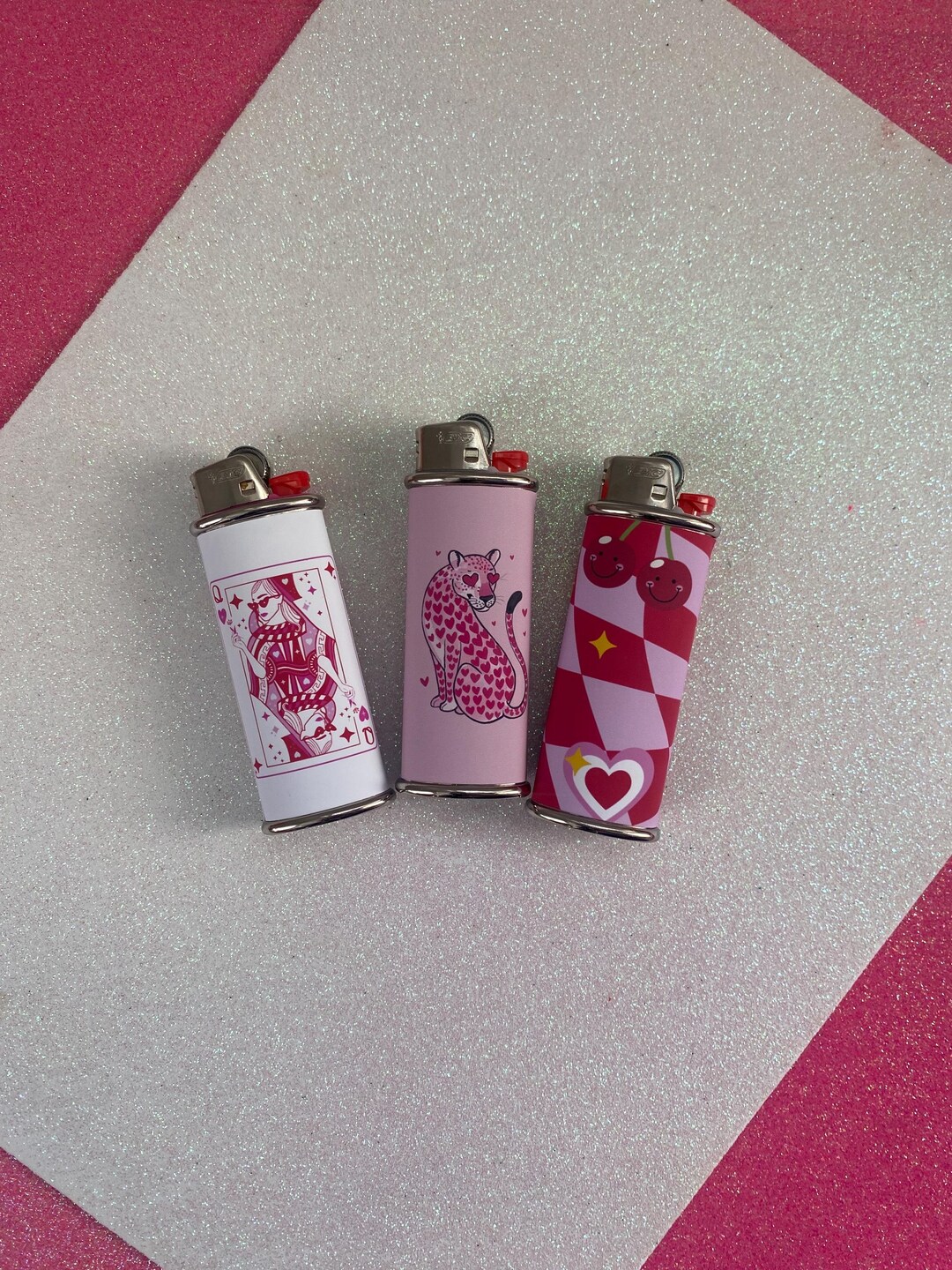 Pink Lighter Set, Y2K Retro Accessories, Smoke Accessory Lighter Case ...