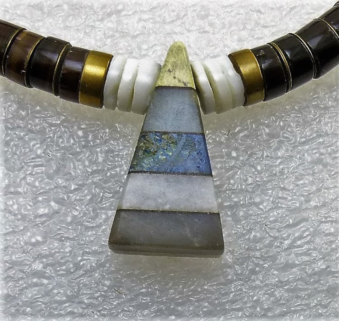 Vintage Quartz, Jasper, Jet and Shell Reversable Necklace by ...