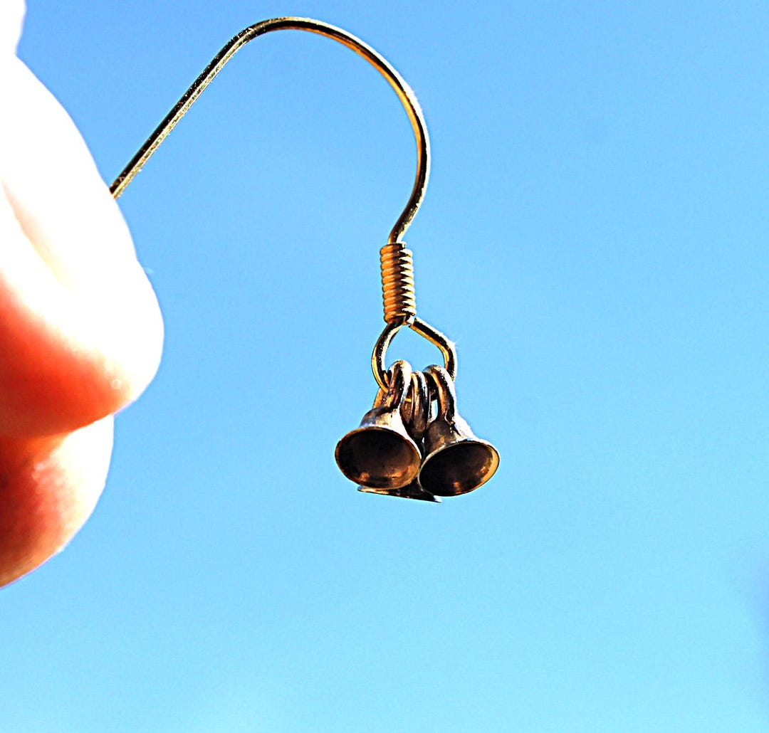 Tiny Bells Hand Bells Golden Bells Earrings for Pierced Ear - Etsy