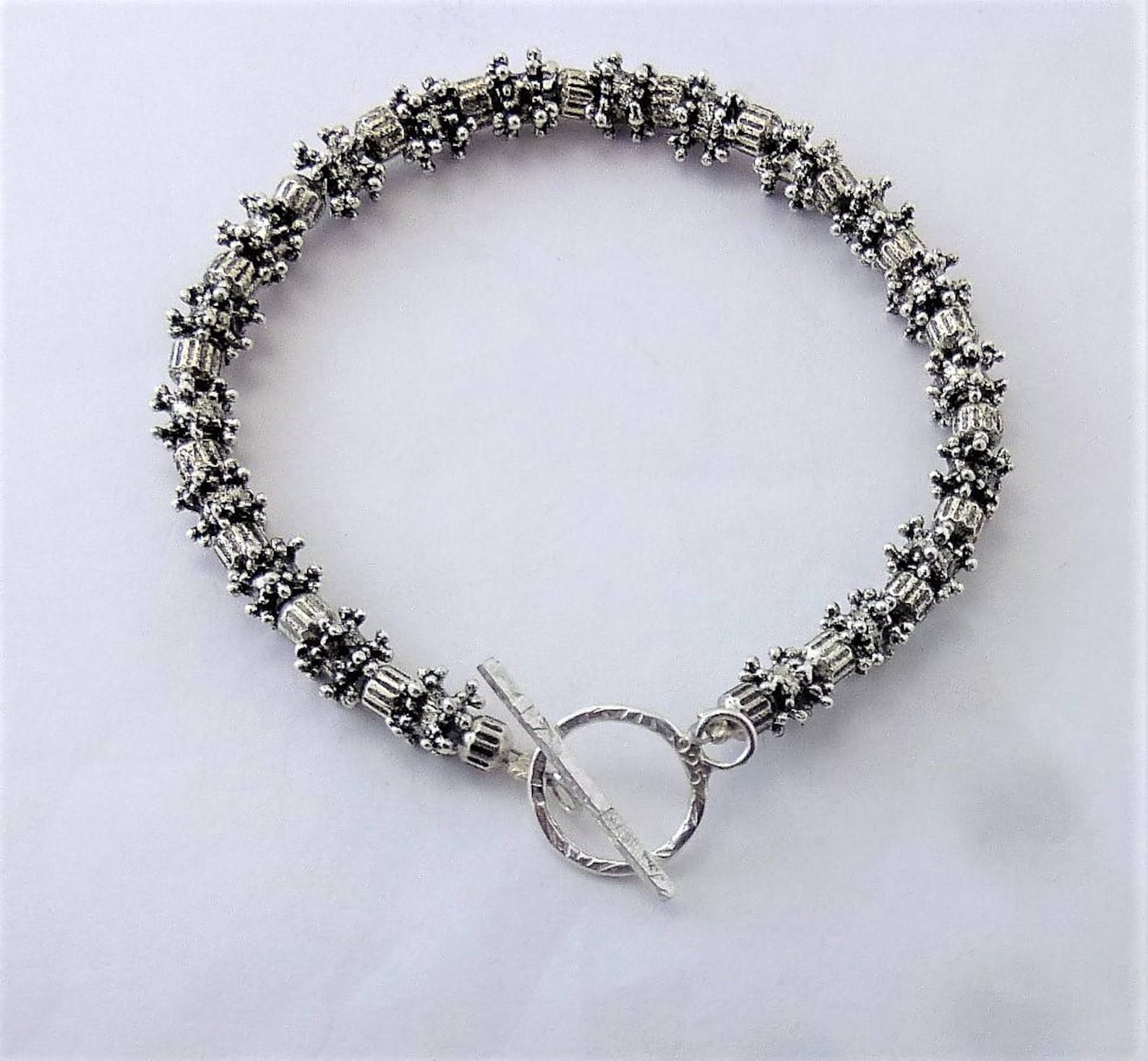 Silver Plated Pewter Bracelet With Handmade Sterling Silver - Etsy