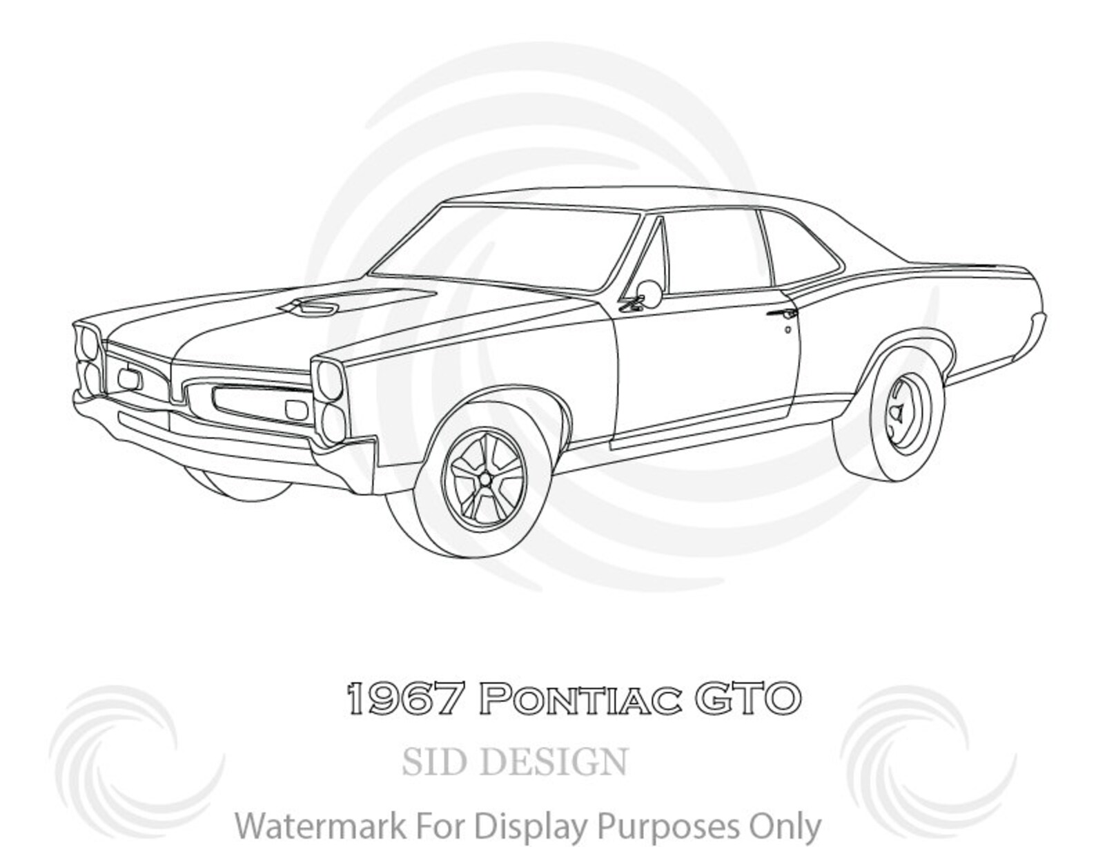 Authentic Sketch of 1967 Pontiac GTO | Etsy