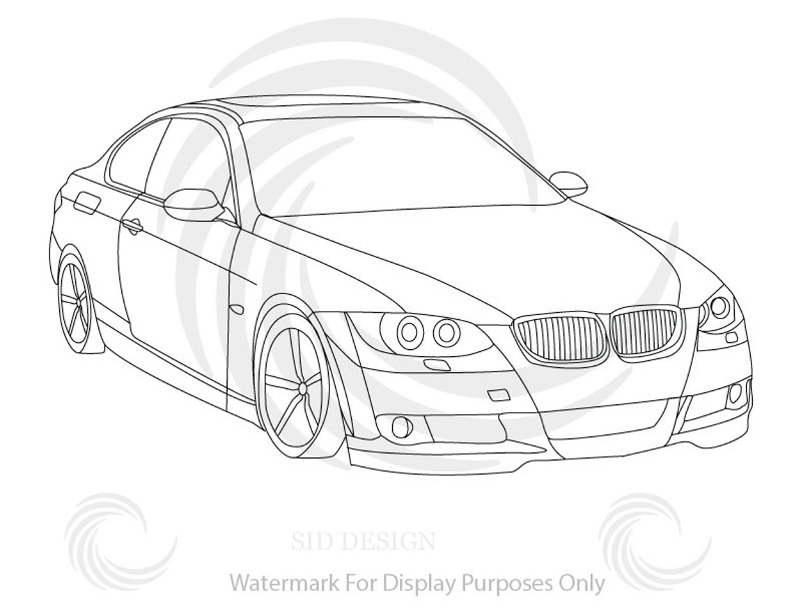 Authentic Sketch of BMW 335i Coupe | Etsy