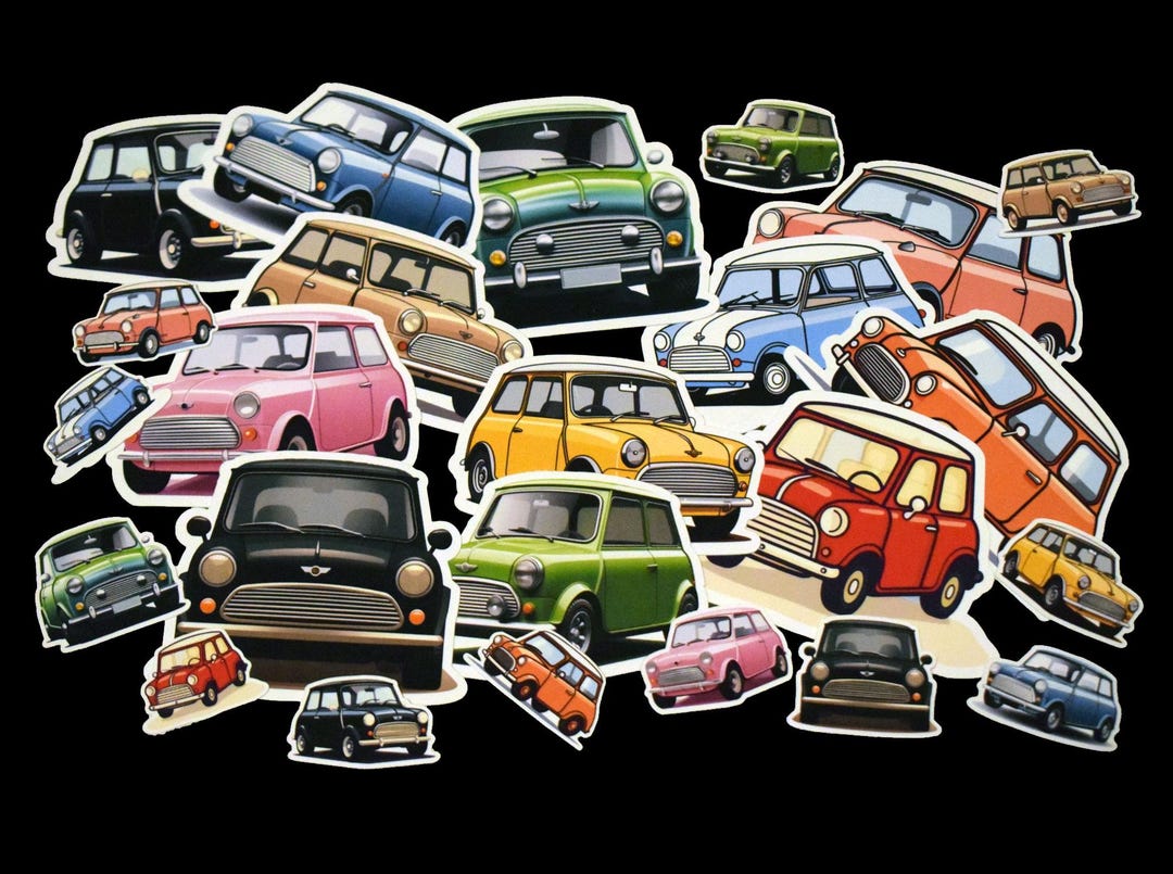 Classic Mini Sticker Pack – 24 Retro Car Decals for Vintage Motoring ...