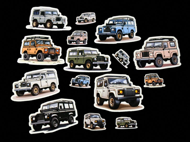Classic Land Rover Sticker Pack – 24 Vinyl Decals for 4x4 Fans and Off ...