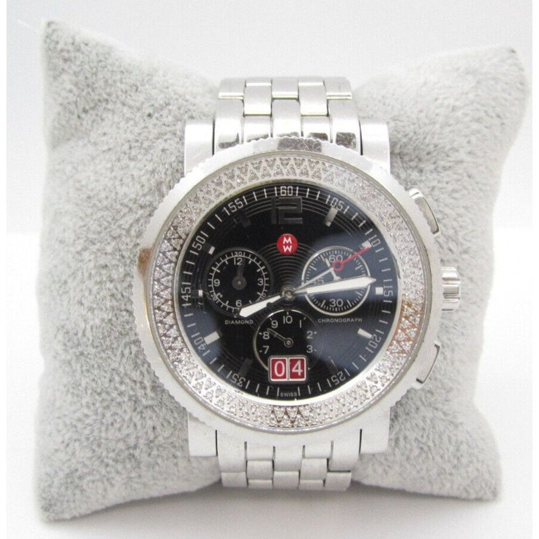 Men Michele Swiss 0.56 CT TW 118 Diamond Sapphire Quartz 5ATM Chrono ...