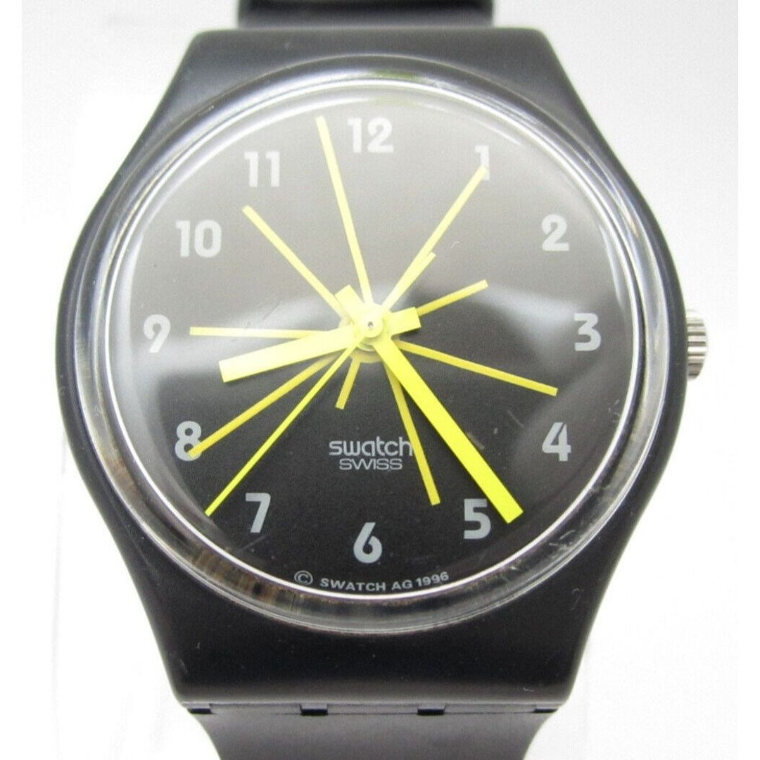 Vtg Men Swatch Mustard Quartz WR Analog 35mm Causal Round Watch G452 ...