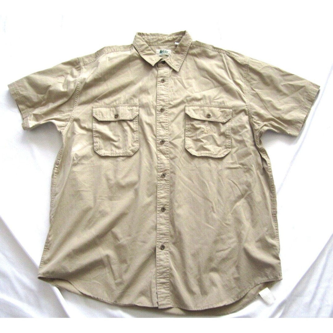Men's Vintage REI Front Button Cotton Short Sleeve Shirt Size XXL MT32 ...