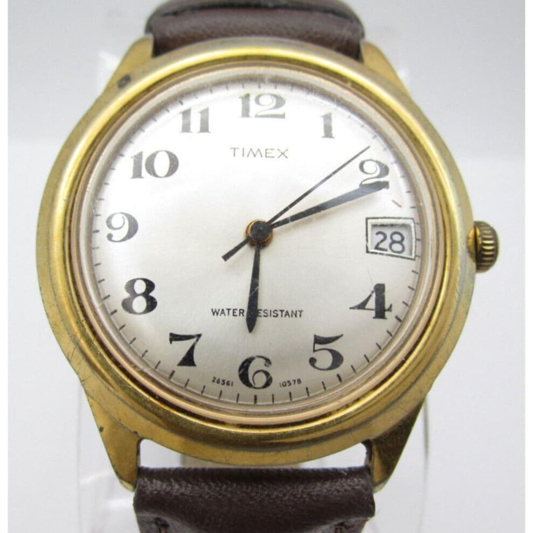 Vtg Men Timex Marlin Hand Wind Mechanical Day Date Analog 37mm Round ...