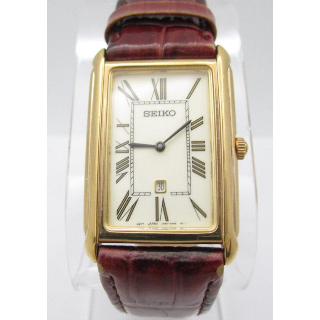 Seiko Quartz WR Analog 25mm Tank Style Roman Numeral Watch (H513) "new ...
