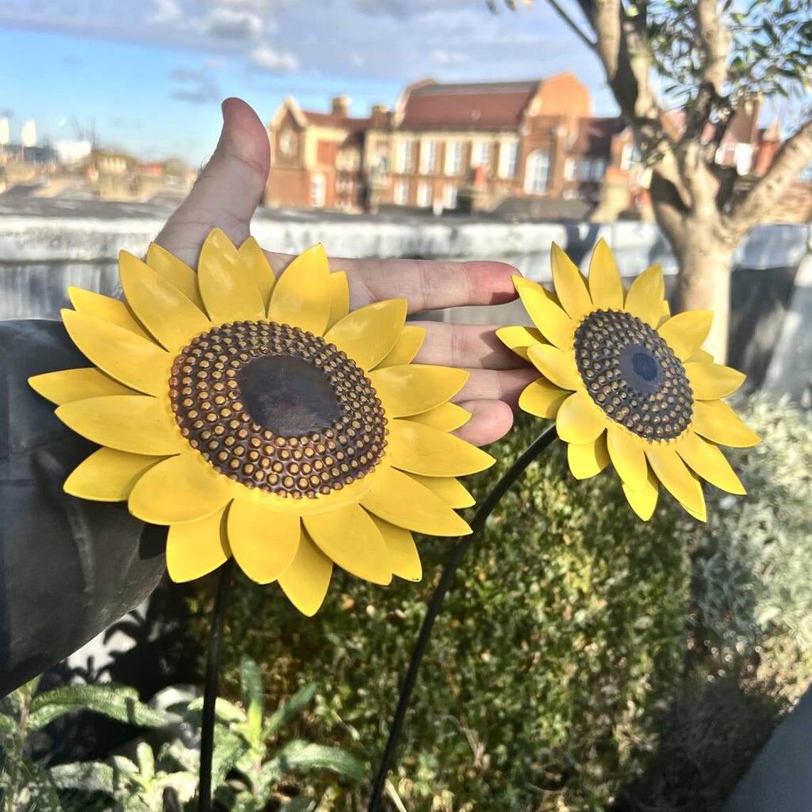 Two Sunflower Garden Sculptures - Etsy