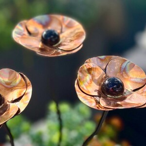 Set of Three Mini Copper Poppy Garden Stakes LTZAF172 - Etsy