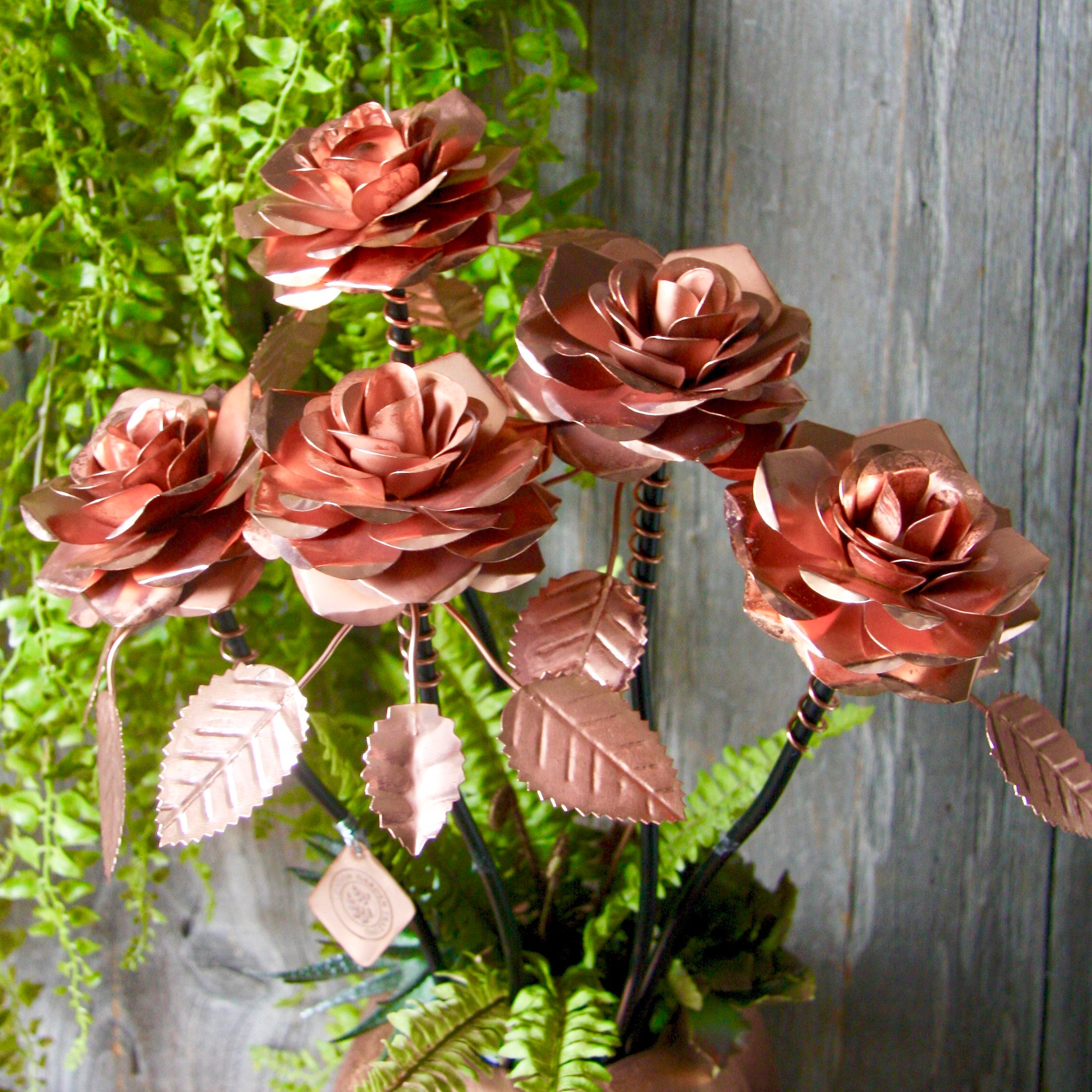 Set of 5 Copper Rose Sculptures - Etsy
