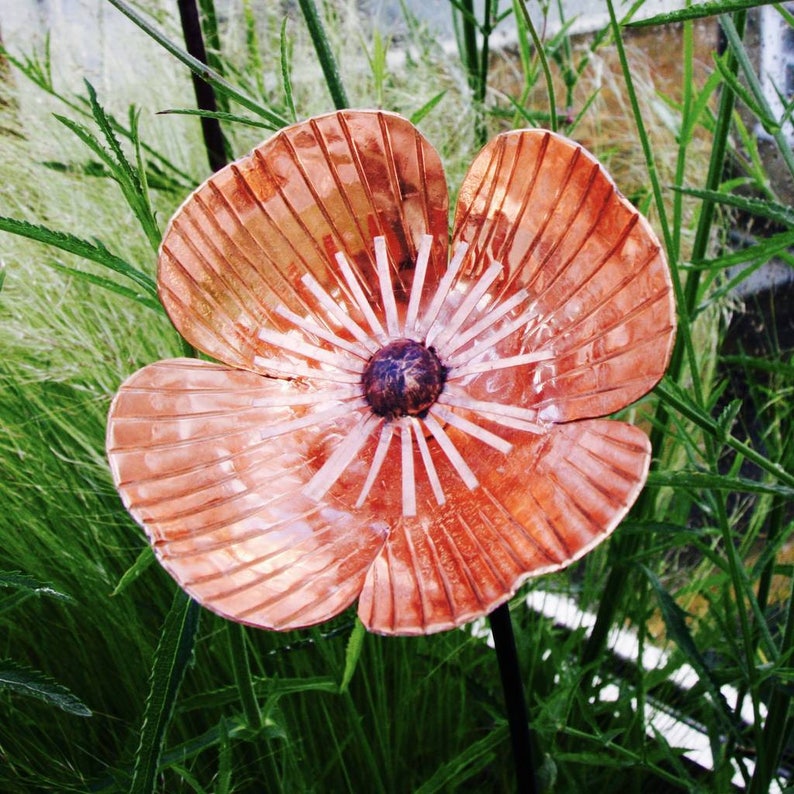 Copper Poppy Garden Sculptures LTZAF001 - Etsy UK