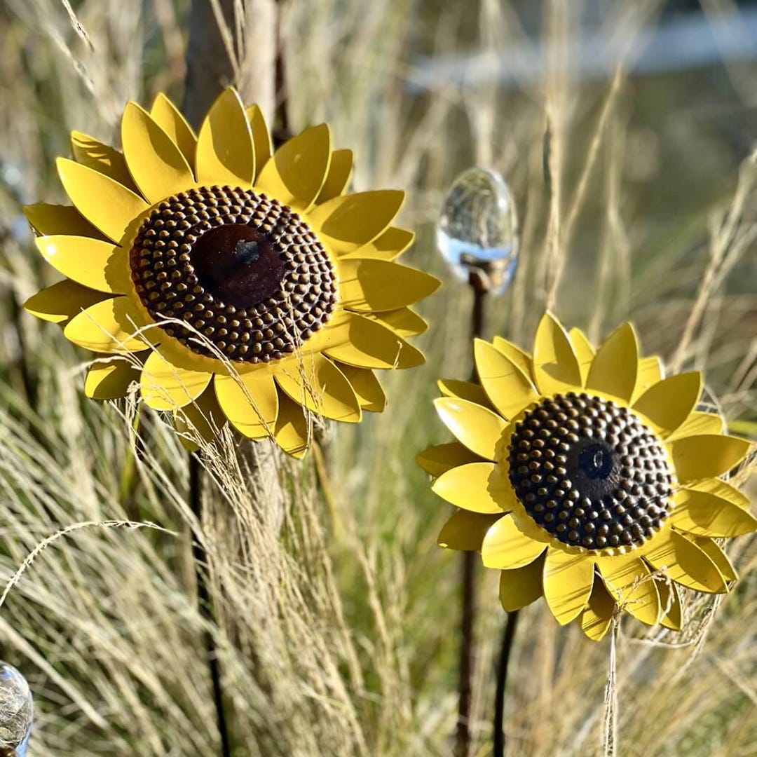 Two Sunflower Garden Sculptures - Etsy