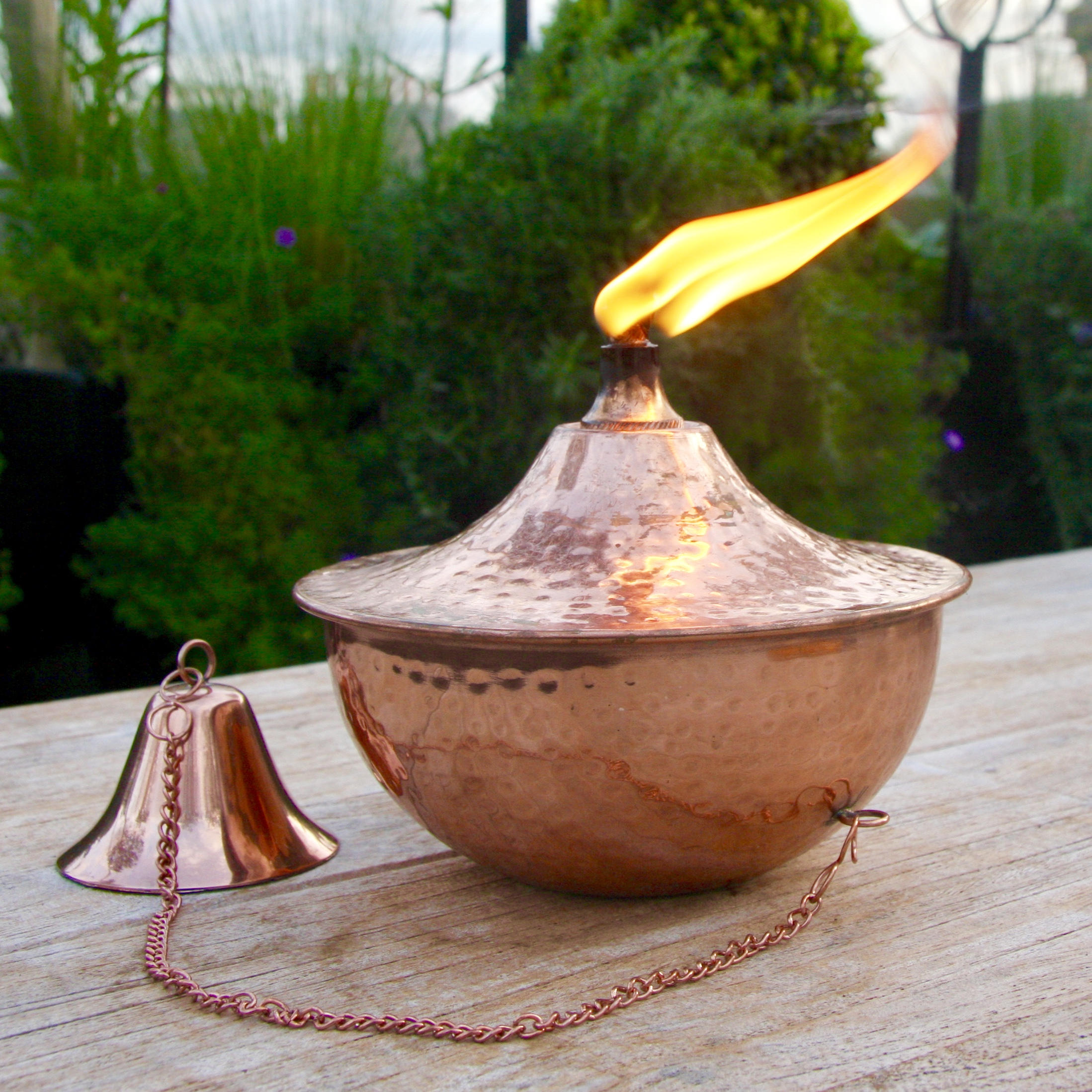 Copper Hammered Bowl Oil Torch - Etsy UK