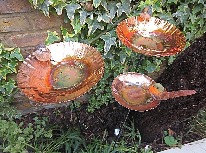 Medium Copper Garden Chalice Birdbath Sculpture - Etsy