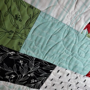 Christmas Quilt, Throw Quilt Large Size, Gift for Family, Red Aqua ...