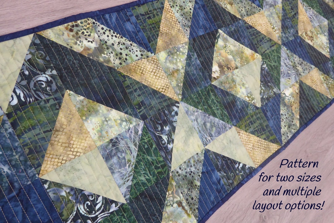 Quilted Table Runner Pattern, Modern Quilt Pattern, Batik Quilt Pattern ...