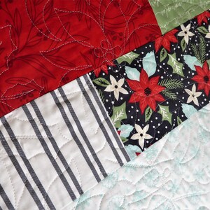 Christmas Quilt, Throw Quilt Large Size, Gift for Family, Red Aqua ...