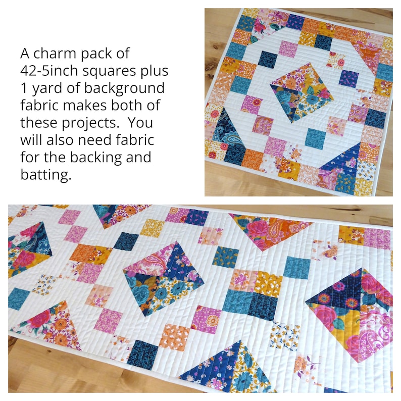 Quilted Table Runner Pattern: 5-inch Charm Squares (digital Download ...