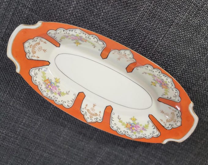 Vintage Noritake Art Deco Serving Dish: Hand-painted Floral Celery Tray ...