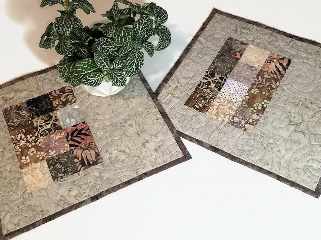 Quilted Batik Snack Mats, Sold in Sets of 2, Neutral Colors in Shades ...