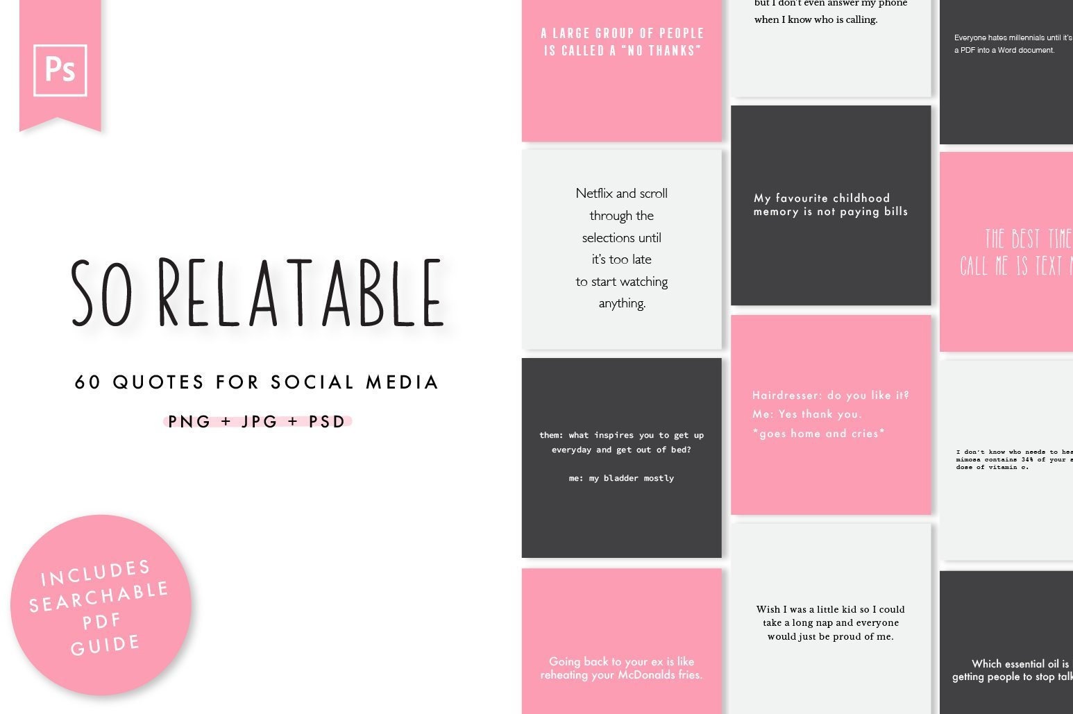 Graphic Design Instagram Template for Instant Download 60 So Relatable ...