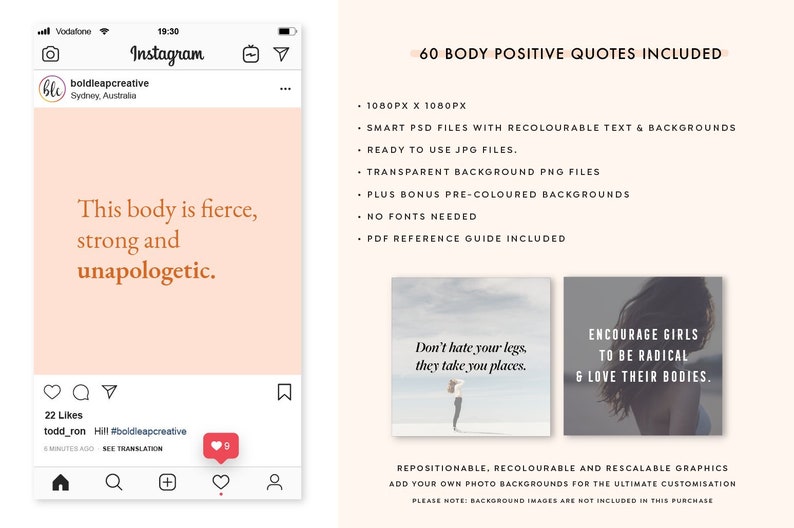 60 Body Positivity Instagram Posts Social Media Posts Body - Etsy
