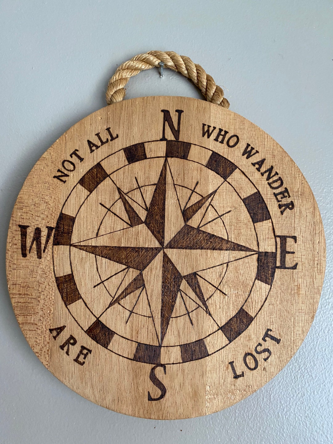 Wooden Round Wall Hanging, Compass - Etsy