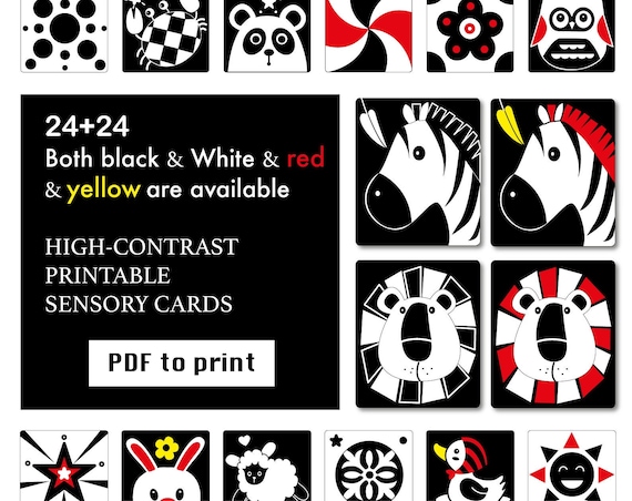 Newborn Baby Black White and Red Flash Cards/contrast Cards - Etsy